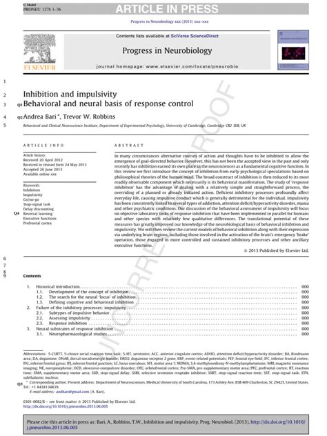 2013 Inhibition And Impulsivity Behavioral And Neural Basis Of