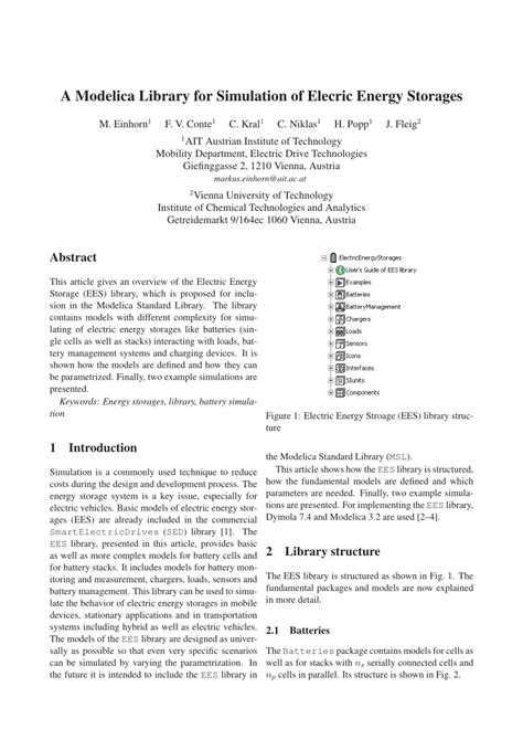 Pdf A Modelica Library For Simulation Of Elecric Energy Storages