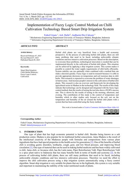 Pdf Implementation Of Fuzzy Logic Control Method On Chilli Cultivation Technology Based Smart