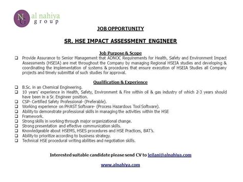 Hse Impact Assessment Engineer