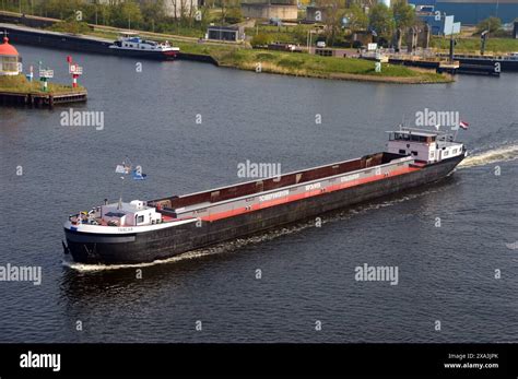 Inland Motor Freighter Barge The Tancar Sailing On The North Sea