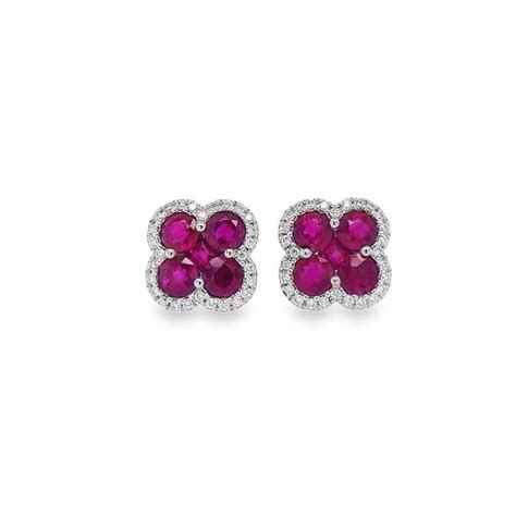 Ruby ‘clover Earrings Troy Obrien Fine Jewellery