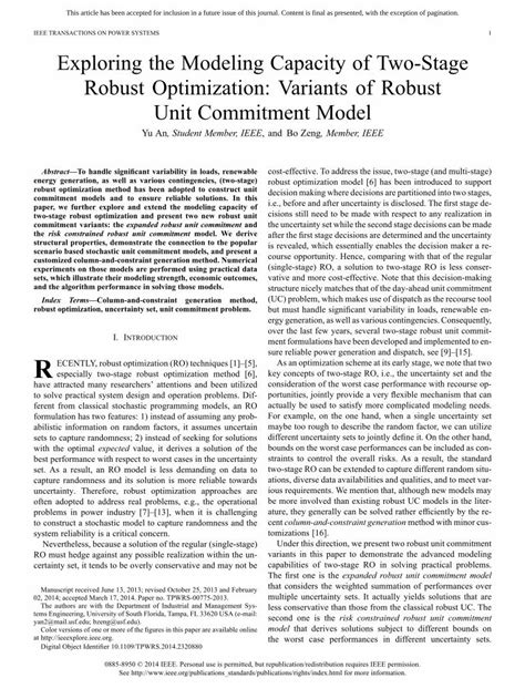 Pdf Exploring The Modeling Capacity Of Two Stage Robust Optimization