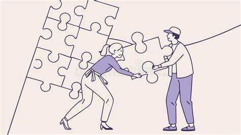 People Solving Jigsaw Puzzle Teamwork And Collaboration Problem Solving Vector Design