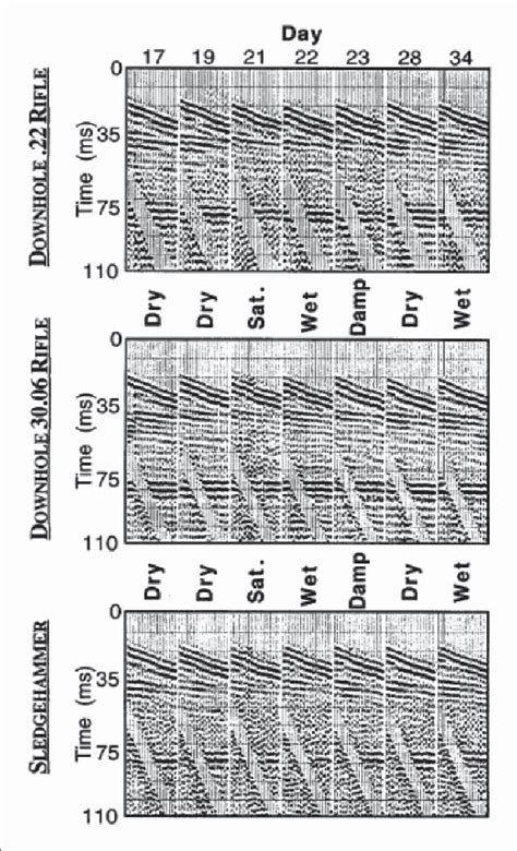 Portions Of Shot Gathers Off Set 18 38 M For Three Sources Under Download Scientific Diagram
