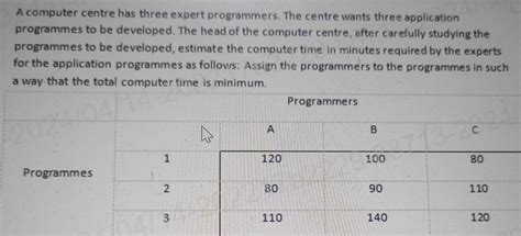 Solved A Computer Centre Has Three Expert Programmers The