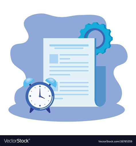 Alarm Clock With Document File Royalty Free Vector Image