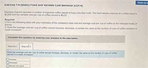 Solved Exercise 7 4 Static Fixed And Variable Cost Chegg Com