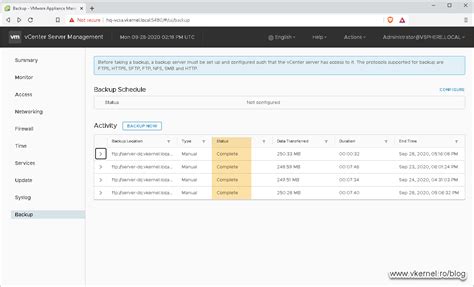 Backup And Restore The Vcenter Server Appliance By Using Its Management Interface