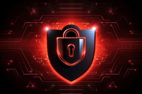 Premium Ai Image Shield With Padlock On Electronic Circuit In Red Tones Symbolizing Cybersecurity