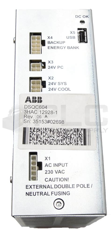 NEW ABB DSQC604 POWER SUPPLY INPUT 230V 50 60Hz 6A OUTPUT 24VDC PBSE1027 PLC Toolbox Supply