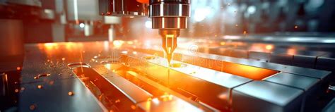 Computer Numerical Control Machining Center Showcasing Precision Manufacturing Processes Stock