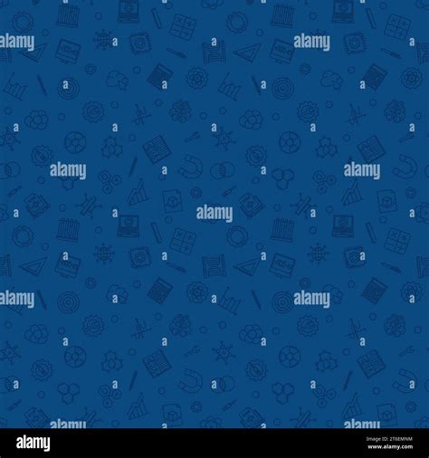 Stem Science Technology Engineering And Math Vector Concept Blue Seamless Pattern Or