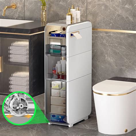Mosamni 3 Tiers Slim Bathroom Storage Cabinet Plastic
