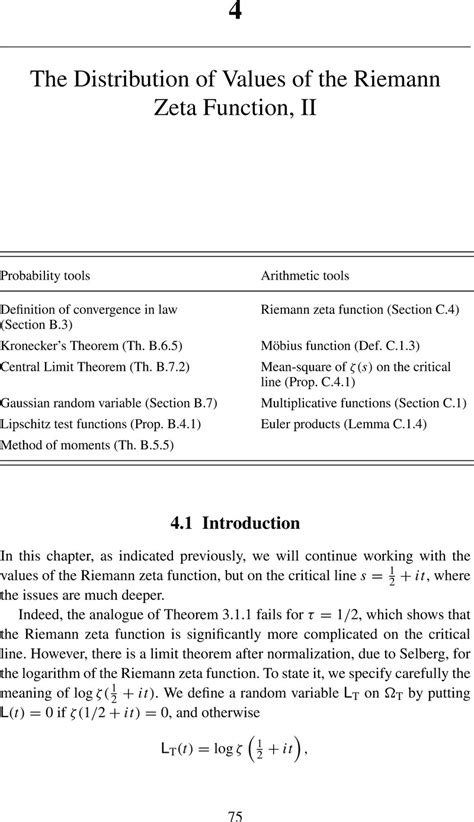 The Distribution Of Values Of The Riemann Zeta Function Ii Chapter 4