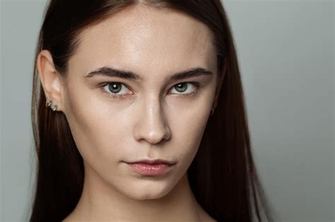 Premium Photo Young Woman Face Closeup Real Skin Natural Beauty