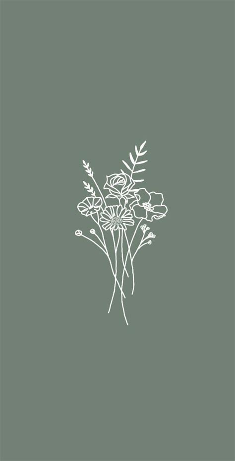 Download Sage Green Floral Illustration Wallpaper