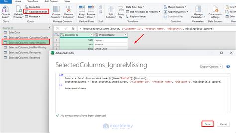 how to use table selectcolumns to create focused tables power query m