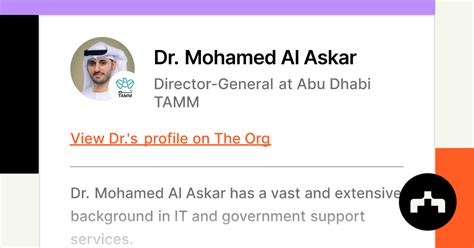 Dr Mohamed Al Askar Director General At Abu Dhabi Tamm The Org