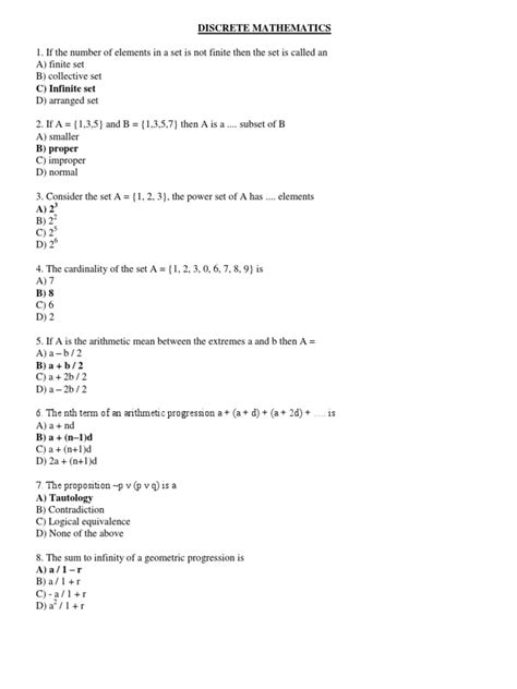 Discrete Mathematics Mcqs Download Free Pdf Ring Mathematics