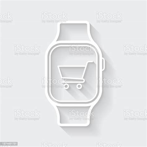스마트 워치와 온라인 쇼핑 빈 배경에 긴 그림자아이콘 플랫 디자인 3차원 형태에 대한 스톡 벡터 아트 및 기타 이미지 3차원