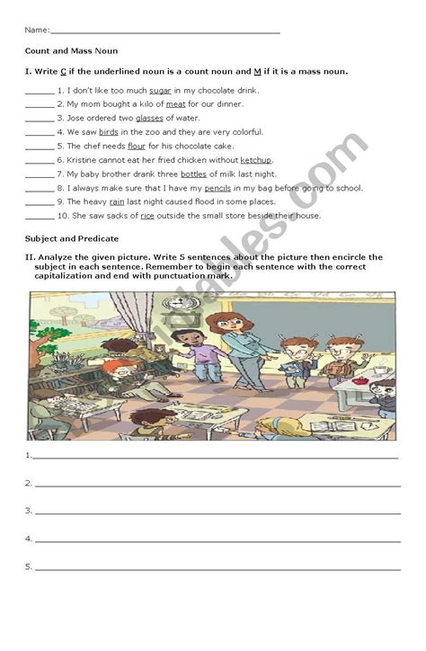 Count And Mass Nouns Esl Worksheet By Nick010