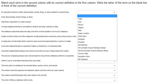 solved match each term in the second column with its correct