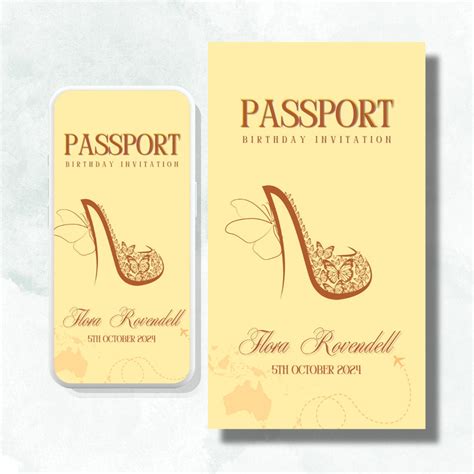 Editable Birthday Invitation Passport Birthday Invitation Template Digital Video Invite