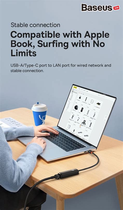 Hub Chuyển Đổi Kết Nối Baseus Lite Series Ethernet Adapter Type C to R