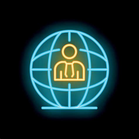 Neon Sign Representing Globalization With Businessman Inside Earth
