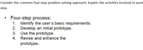 Solved Consider The Common Four Step Problem Solving