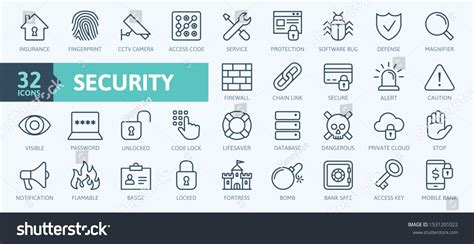 Security Outline Web Icon Set Vector Stock Vector Royalty Free Shutterstock