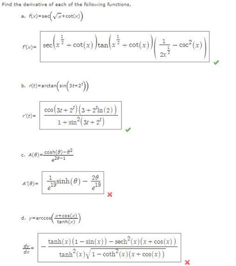Solved Find The Derivative Of Each Of The Following