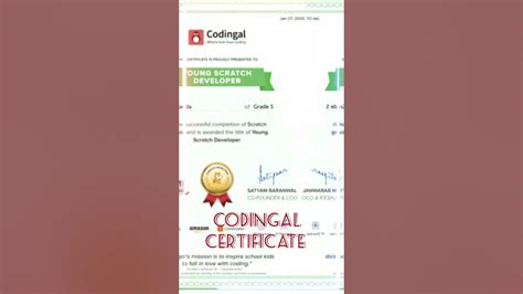 My Codingal Certificate Youtube