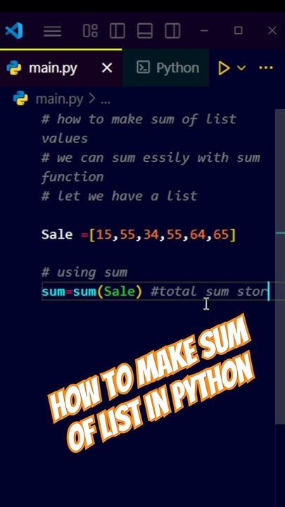 How To Make Sum Of List In Python Coding Programming Shorts Shortvideo Short Trending