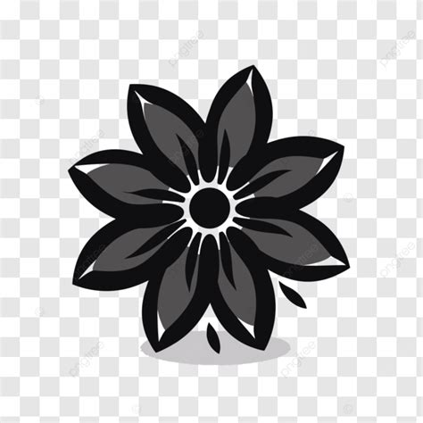 흰색 배경에 검은 꽃 기호 벡터 흰색 배경에 귀여운 꽃의 단순한 검은색 아이콘 그림자 없음 작은 프레임 중앙 Png 일러스트 및 벡터 에 대한 무료 다운로드