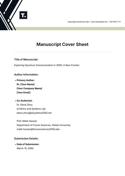 Free Manuscript Cover Sheet Template To Edit Online