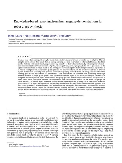 pdf knowledge based reasoning from human grasp demonstrations for