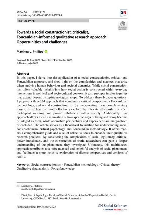 Pdf Towards A Social Constructionist Criticalist Foucauldian Informed Qualitative Research