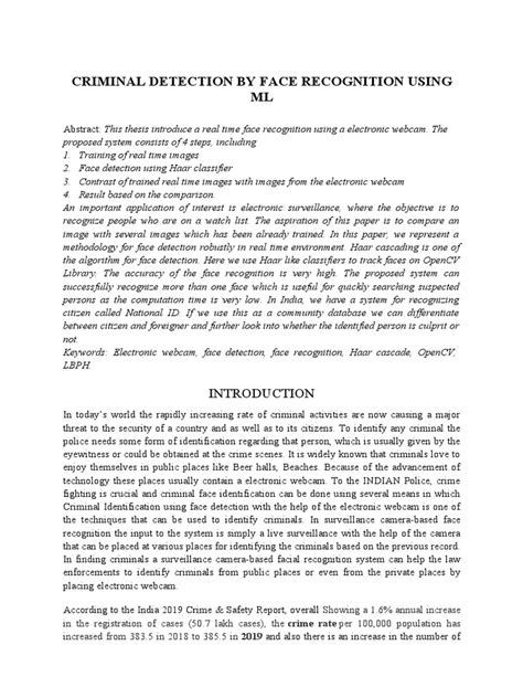Criminal Detection By Face Recognition Using Machine Learning Ijeame