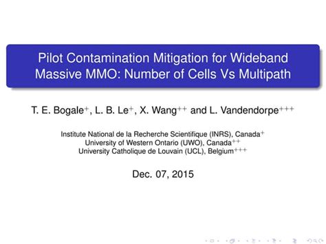 Pilot Contamination Mitigation For Wideband Massive Mimo Number Of Cells Vs Multipath Pdf