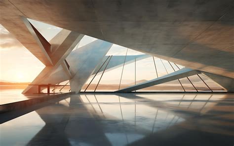 Premium Ai Image 3d Render Of Abstract Futuristic Glass Architecture