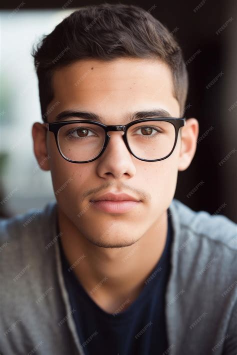 Premium Ai Image Shot Of A Young Man Wearing Glasses And Looking At