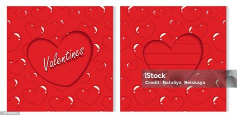 발렌타인 데이 인사말 카드를위한 2 가지 디자인 세트는 하트와 손 글자가있는 종이 컷 스타일입니다 개체 그룹에 대한 스톡 벡터 아트 및 기타 이미지 Istock