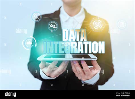 Sign Displaying Data Integration Business Overview Combination Of Technical And Business