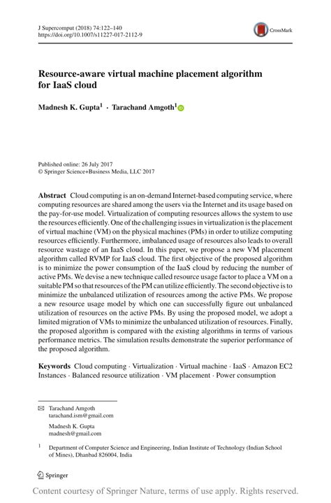Resource Aware Virtual Machine Placement Algorithm For Iaas Cloud
