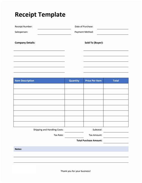 Printable Amazing Receipt Template Free Download And Print For You