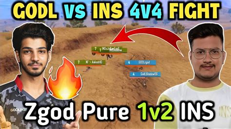 Zgod Pure 1v2 Ins🔥 Godl Vs Ins 4v4 Fight Youtube