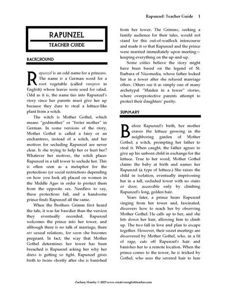 Rapunzel A Readers Theater Script Story Creative English Teacher
