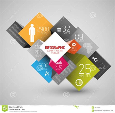 Vector Abstract Squares And Cubes Background Illustration Infographic Template Stock